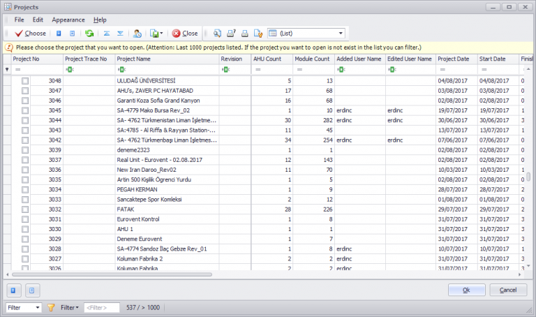 Features – AHU Selection